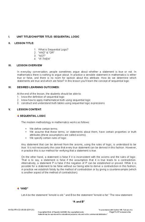 Instructional Module 4 Sequential Logic I Unit Titlechapter Title