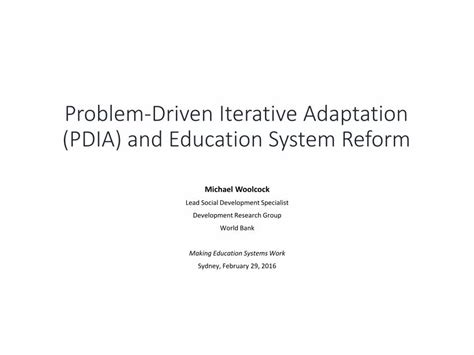 PDF Problem Driven Iterative Adaptation PDIA And System Reformpubdocs Worldbank Org Pubdocs