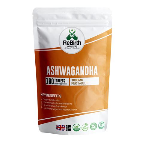 Ashwagandha 1000mg 180 Vegan Tablets Pure High Strength Anxiety And