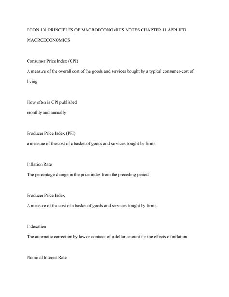 Econ 101 Principles Of Macroeconomics Notes Chapter 11 Applied