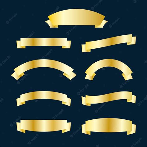 Premium Vector Realistic Gold Glossy Parchment Ribbon Banners Set
