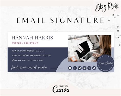 Virtual Assistant Email Signature Template Canva Business Etsy