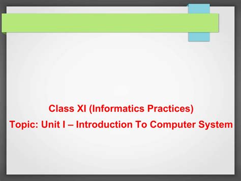 Baisc Of Computer System Part 1 Doe Clas Ppt