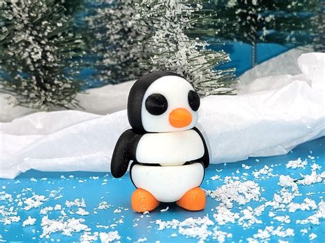 Penguin Fidget Toy 3d Printed Christmas T Mini Flexible Sensory