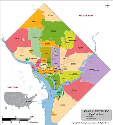 Washington DC Zip Code Map Washington DC Postal Code Map