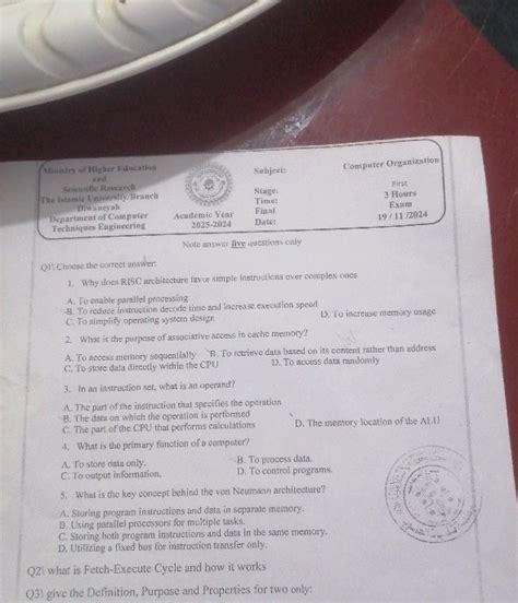 Q1 Choose The Correct Answer 1 Why Does RISC StudyX