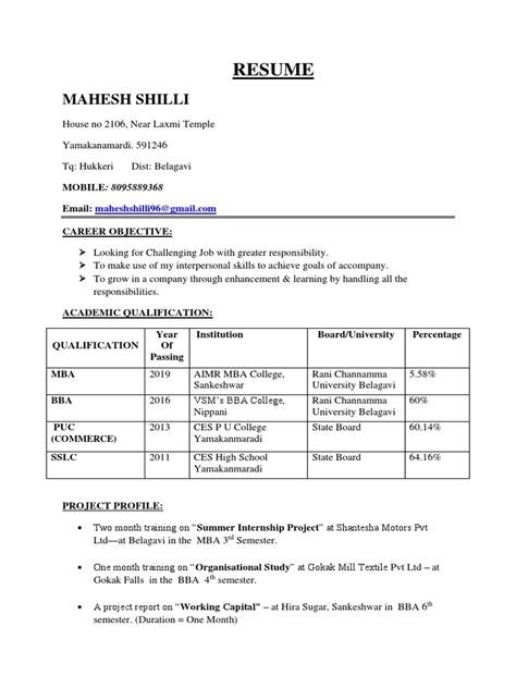 Mahesh Resume New1 Pdf Cognition Cognitive Science