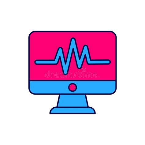 Monitor De Contorno Preenchido Com ícone De Cardiograma Isolado Em