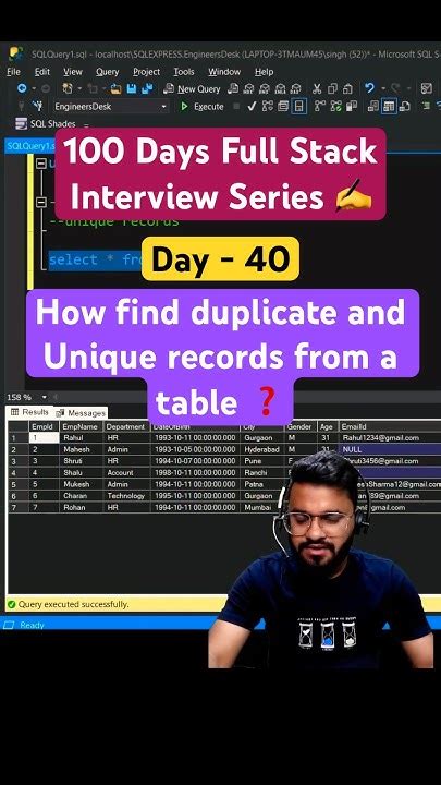 Day40 How To Find The Unique And Duplicate Records From A Table Coding Sql Sqlserver Youtube