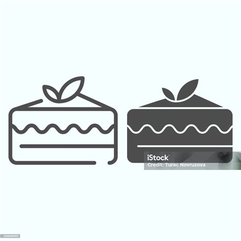 케이크 라인과 단색 아이콘의 조각 흰색에 격리 된 생일 케이크 벡터 그림의 한 조각 파이 슬라이스 개요 스타일 디자인 웹 및 응용 프로그램을 위해 설계 Eps 10 10에