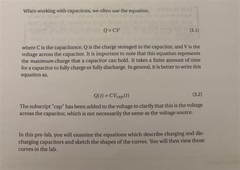 Solved When Working With Capacitors We Often Use The Chegg Com