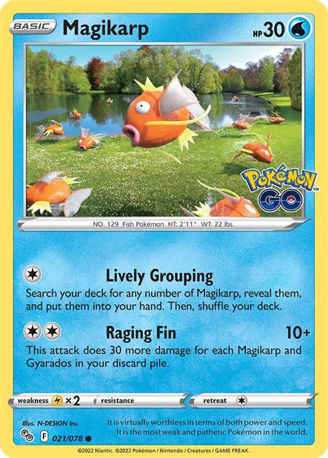 Pokémon Go Card 21 Magikarp Standard Arcade Game Cards