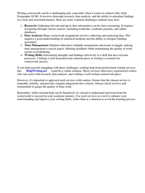 Aqa Geography Gcse Coursework Mark Scheme Pdf Learning