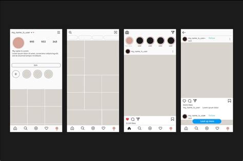 Instagram 프로필 인터페이스 템플릿 개념 무료 벡터