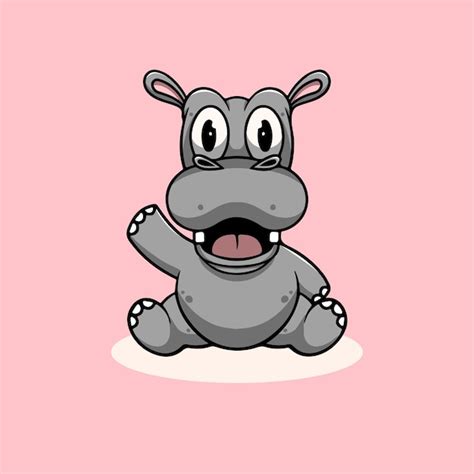 Premium Vector Cute Hippo Smiling Cartoon Illustration