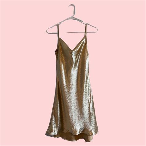 Gold Satin Slip Dress Brand New Fits Smallmedium Depop