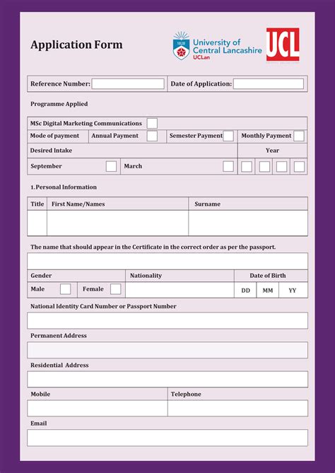 Application Form MSc UAE Application Form Reference Number Date Of