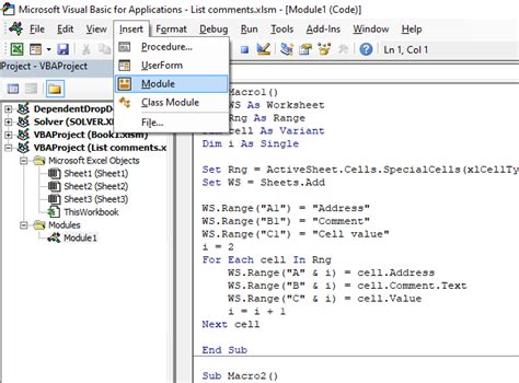 Working With Comments VBA