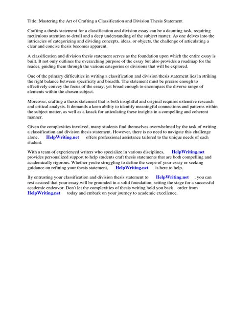 Classification And Division Thesis Statement Pdf Essays Taxonomy