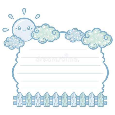 Cute Clouds Frame Sticky Note Card Letter With Pastel Coloring For Writing Stock Vector