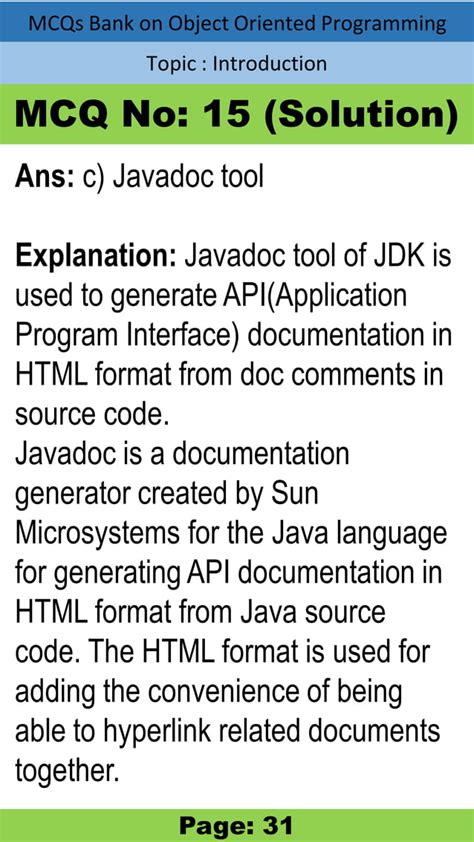 Multiple Choice Questions On Java Object Oriented Programming Bank 1