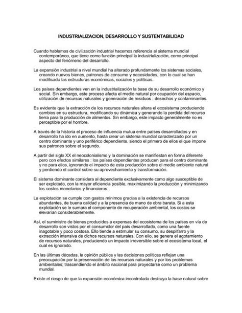 INDUSTRIALIZACION DESARROLLO Y SUSTENTABILIDAD