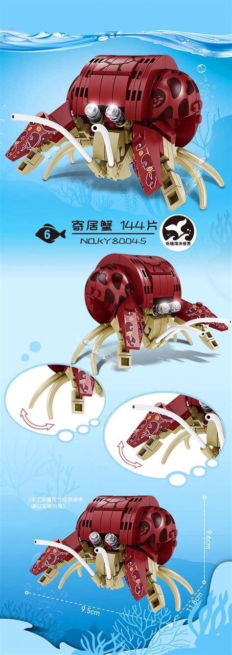 海洋世界 6款 锤头鲨帝王蟹大章鱼雀尾螳螂虾墨西哥红头虾寄居蟹Ocean开智KAZI 高博乐GBL 博智BOZHI