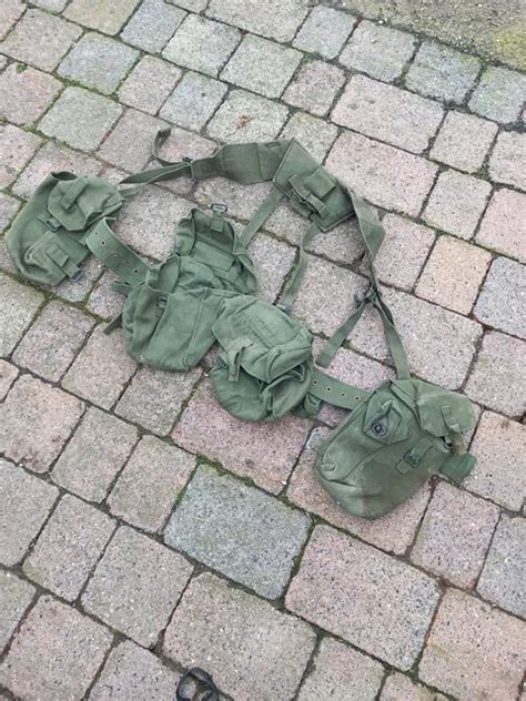 Original Set Of British Army 58 Pattern Combat Webbing Pouches Belt