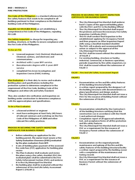 Bsd Module 3 Fire Protection To Be An Fsi Pdf Fires Firefighting