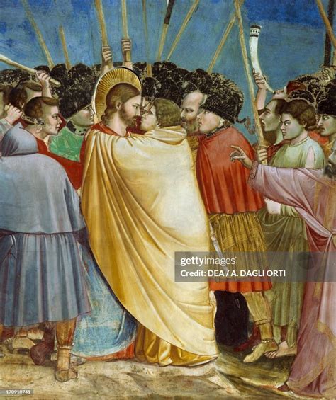 The Kiss Of Judas By Giotto Detail From The Cycle Of Frescoes Life