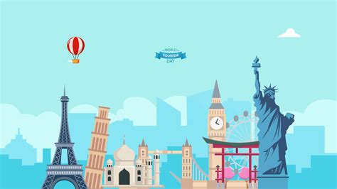 World Tourism Day Animation With Monuments Landmarks 46578818 Stock