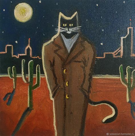 Картина маслом Лунный кот Джулиан / Moon Cat Julian в интернет-магазине ...