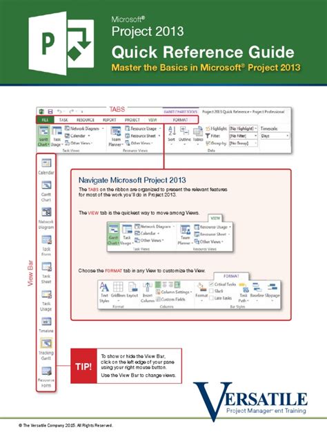 Microsoft Project Quick Reference Guide Pdf Tab Gui Project