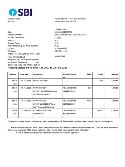 Account Statement From 01 Feb 2023 To 28 Feb 2023 Txn Date Value Date