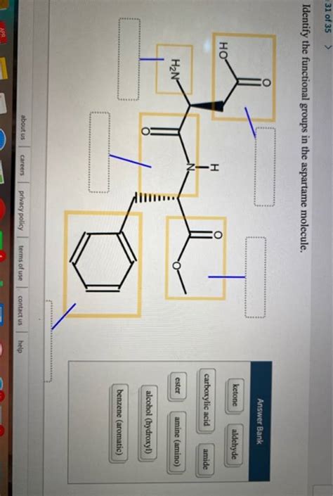 Solved 31 Of 35 Identify The Functional Groups In The Aspartame