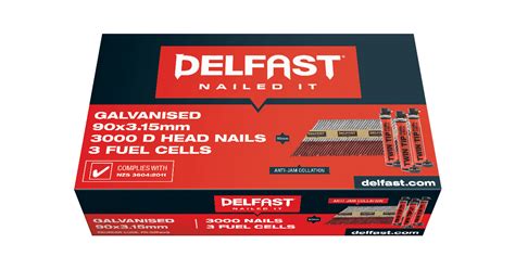 Gun Nails Delfast 90mm Dhead Galv 3000 With 3 Twintip Fuel Cells