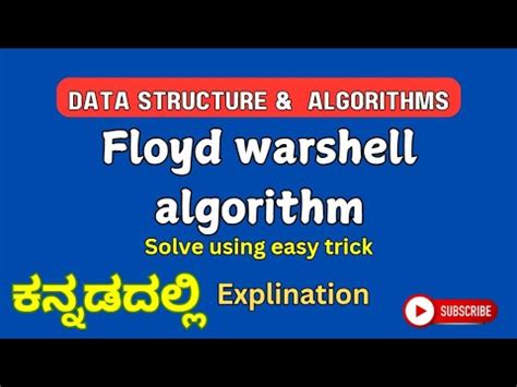 Floyd warshall problem | ಕನ್ನಡಲ್ಲಿ explination | data structures - YouTube