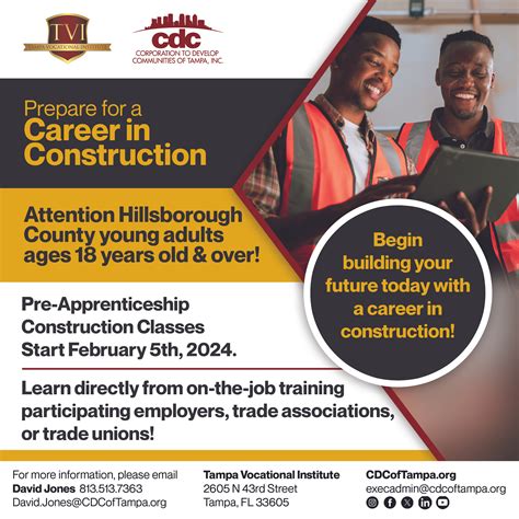 Pre Apprenticeship Construction Classes Cdc Of Tampa