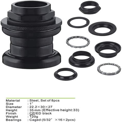 Donsp1986 8pcs 1 Steel Threaded Bicycle Headset Combo Gas Motorized