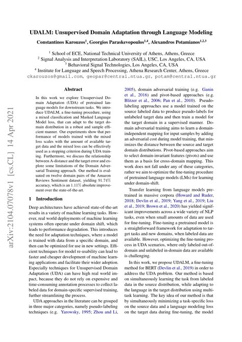 Pdf Udalm Unsupervised Domain Adaptation Through Language Modeling