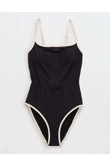 Aerie Wide Rib Scoop Full Coverage One Piece Swimsuit Piece Swimsuit
