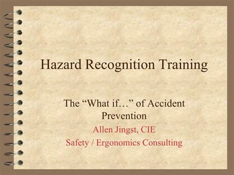 Hazard Recognition Training Generic Pdf