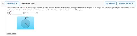 Solved A Circular Plate With Radius 6 M Is Submerged