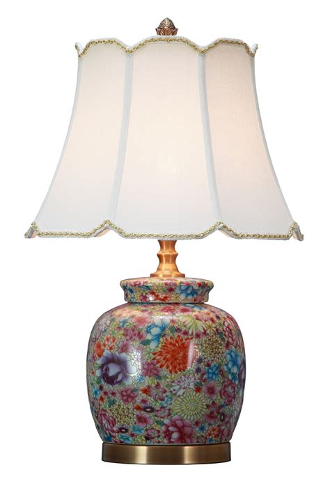 Chinesische Tischlampe Porzellan Mit Schirm Vielfarbige Kunst B22xT22x