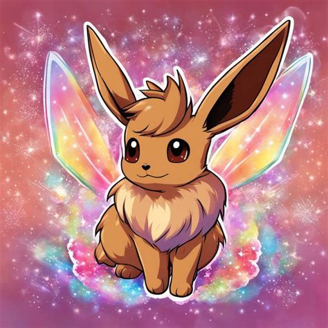 Eevee With Fairy Wings Colorful Background By Tinaleigacleonlover On