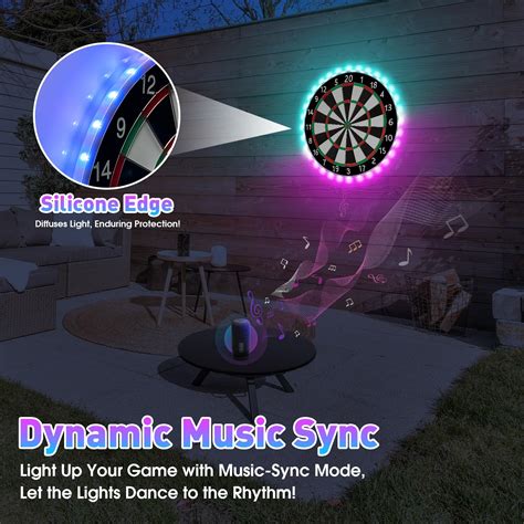 Led Dartboard Dual Sided Dart Game Light Up Dart Board With App And Remote Control Music Sync