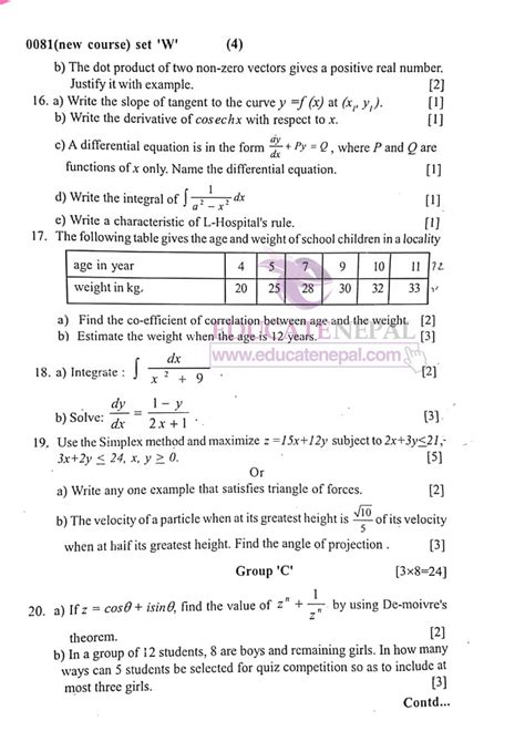Neb Grade 12 Mathematics Exam Questions 2081 2024