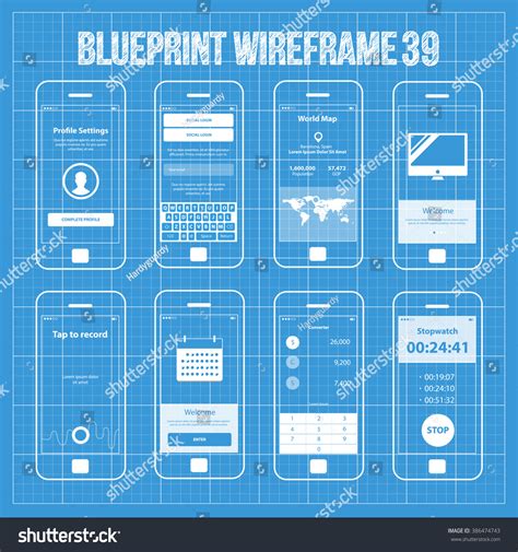 Mobile Wireframe App Ui Kit Stock Vector Royalty Free Shutterstock