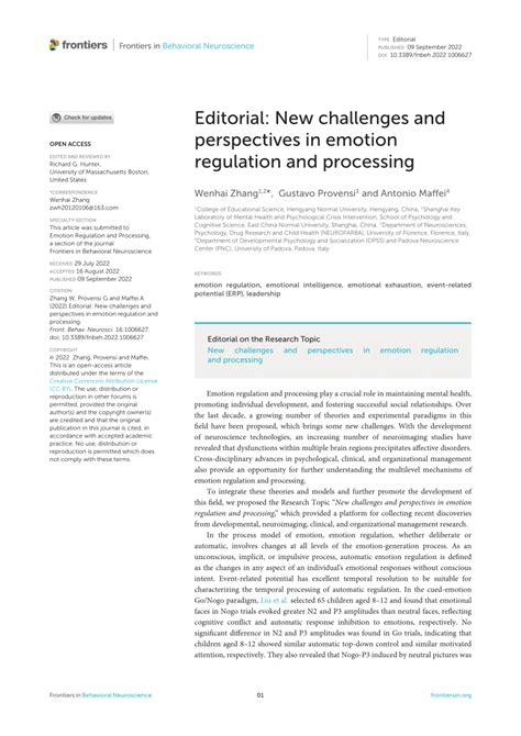 Pdf Editorial New Challenges And Perspectives In Emotion Regulation