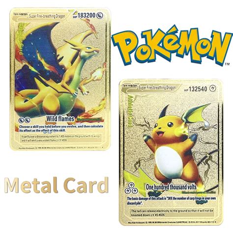 Pokemon Gold Metal Card Point High Hp Raichu Charizard 60 Off